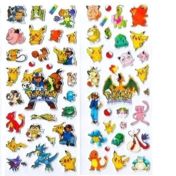 Toys | New Pokemon Anime Puffy Stickers Hobbies Games Pop Up Foam ...